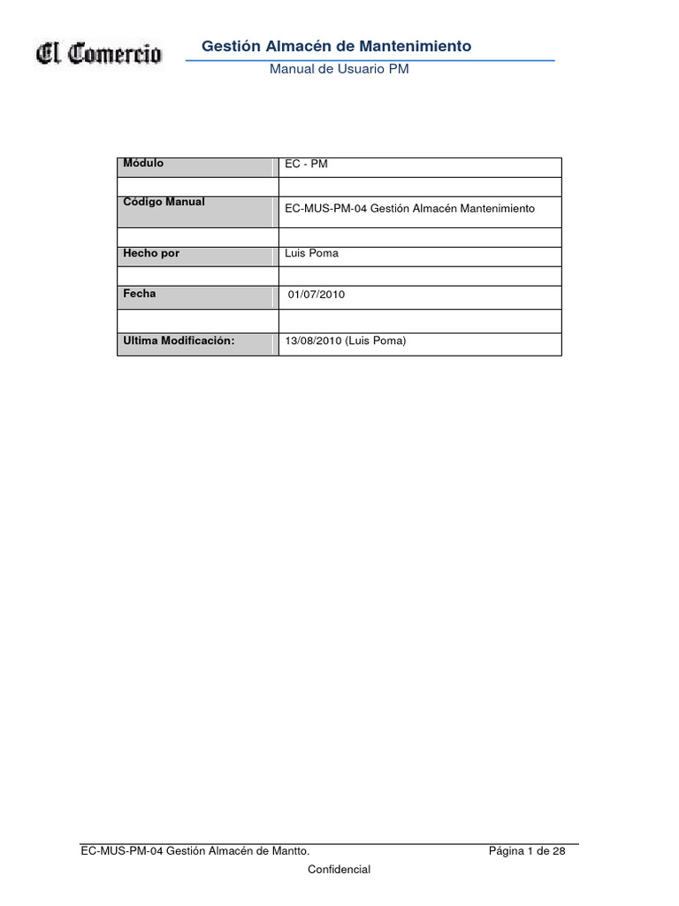 EC-MUS-PM-04 Gestión Almacén de Mantto. | PDF | Ventana (informática)