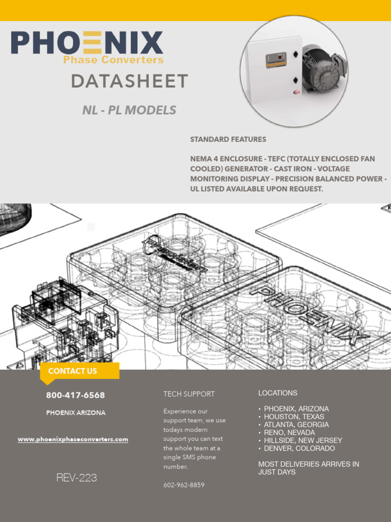 Phase Converter Specs & Support | PDF | Electric Motor | Electric Generator
