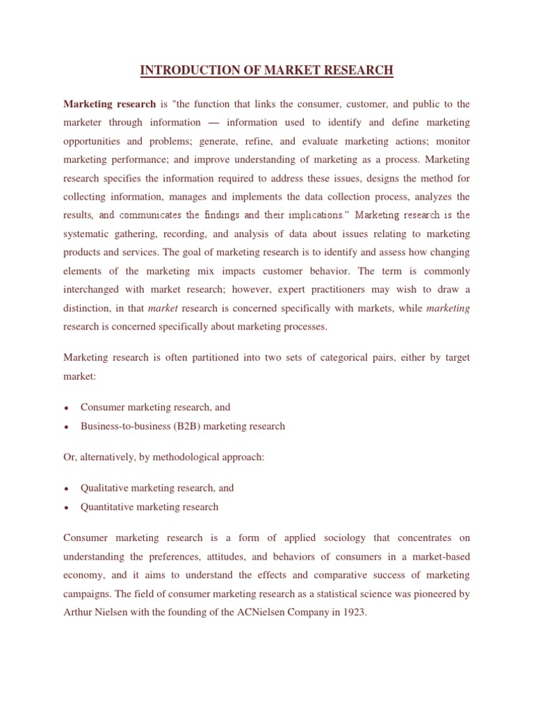 Introduction to Market Research | PDF | Marketing Research | Sampling ...