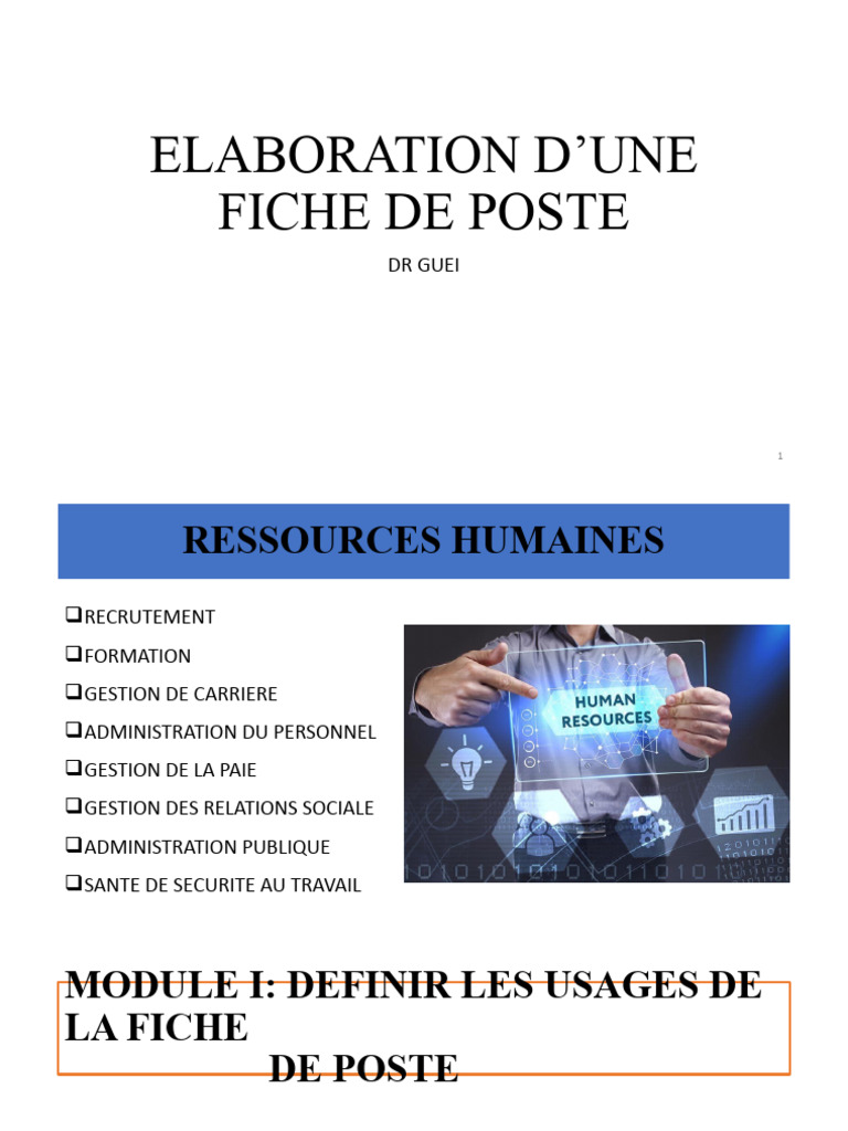 elaboration d'une fiche de poste | PDF | Compétence (Ressources humaines) | Recrutement