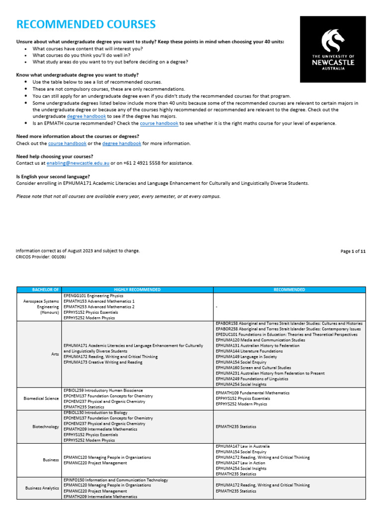 Recommended Courses | PDF | Science | Mathematics