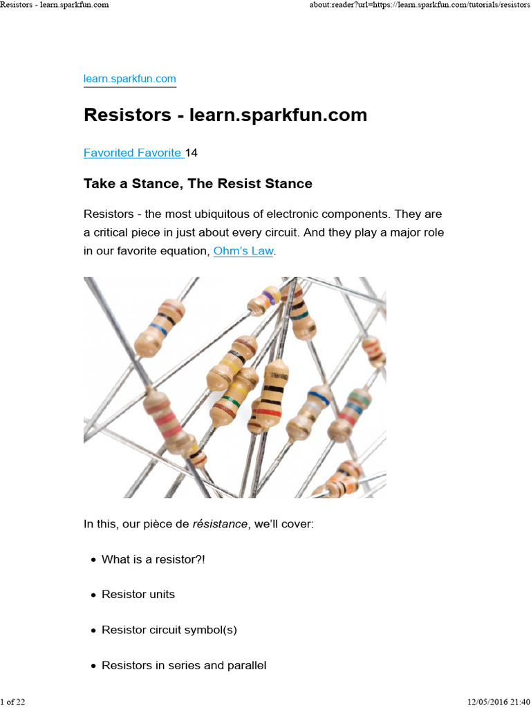 Resistors | PDF | Resistor | Series And Parallel Circuits