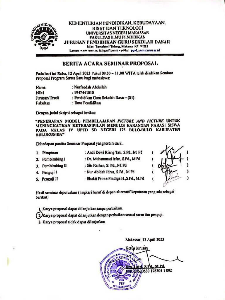 Berita Acara Sempro | PDF