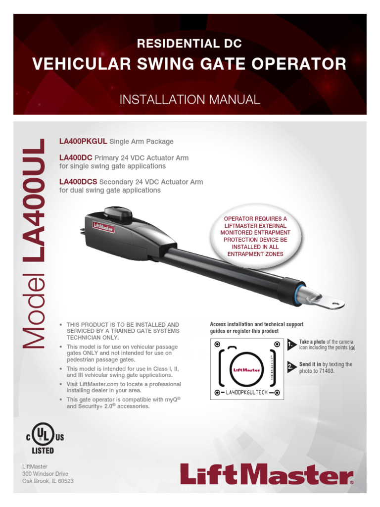 LA400UL - Install and Manual | PDF | Electrical Connector | Screw