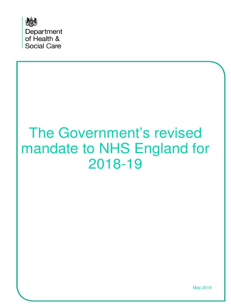 Revised Mandate To Nhs England 2018 To 2019 | PDF | National Health ...