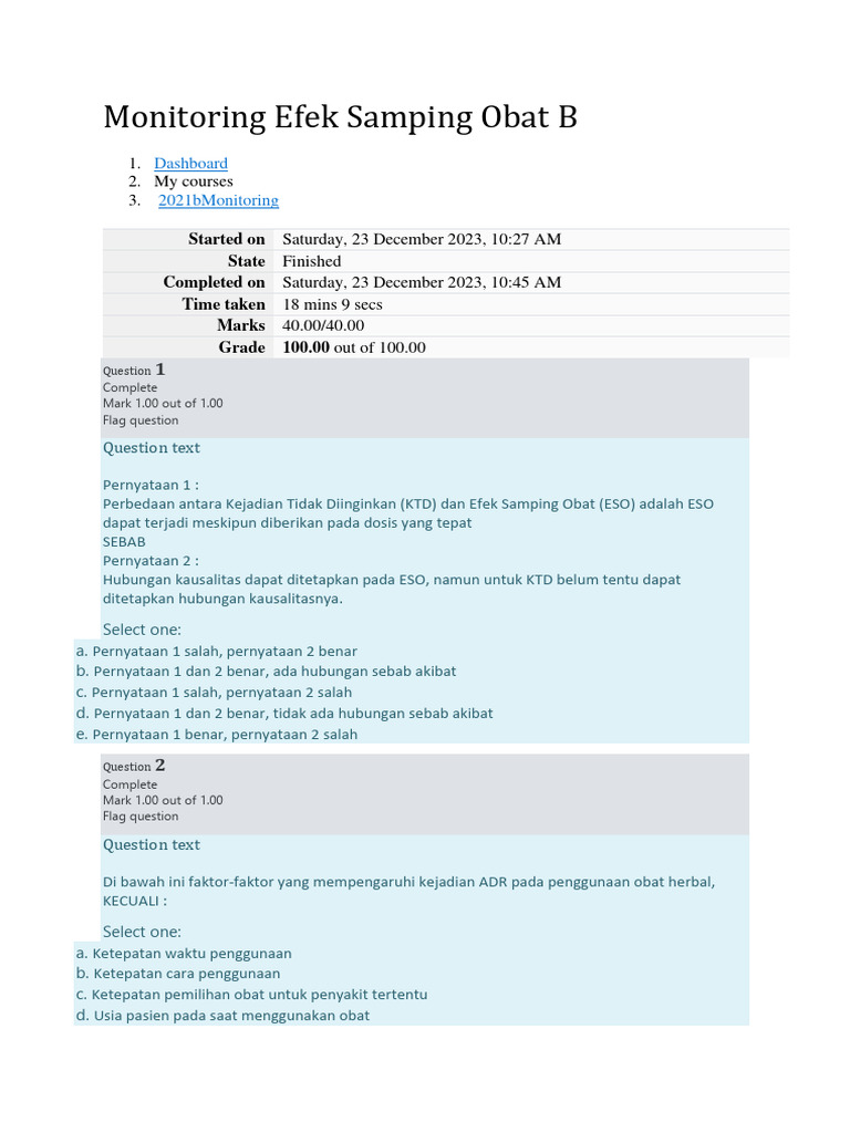 Monitoring Efek Samping Obat B | PDF | Pengembangan Diri | Kesehatan ...