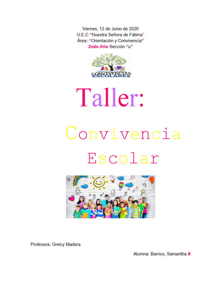 Taller de Convivencia Escolar | PDF | Tolerancia | Aprendizaje
