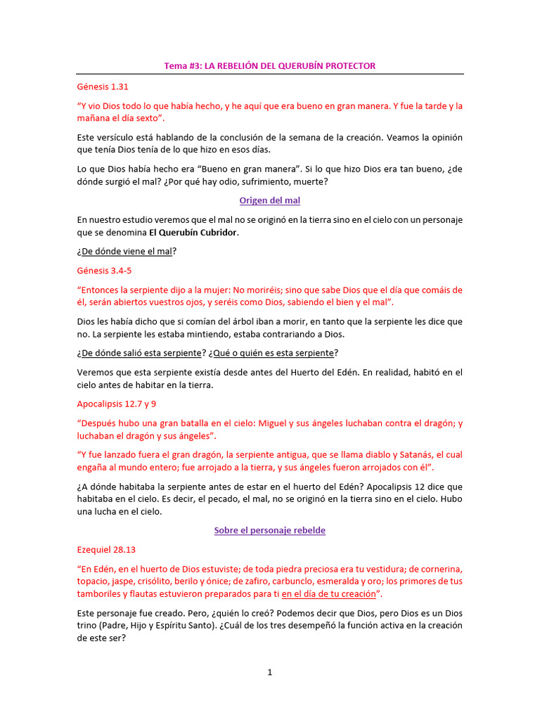 La Rebelión Del Querubín Cubridor | PDF | Lucifer | Satán