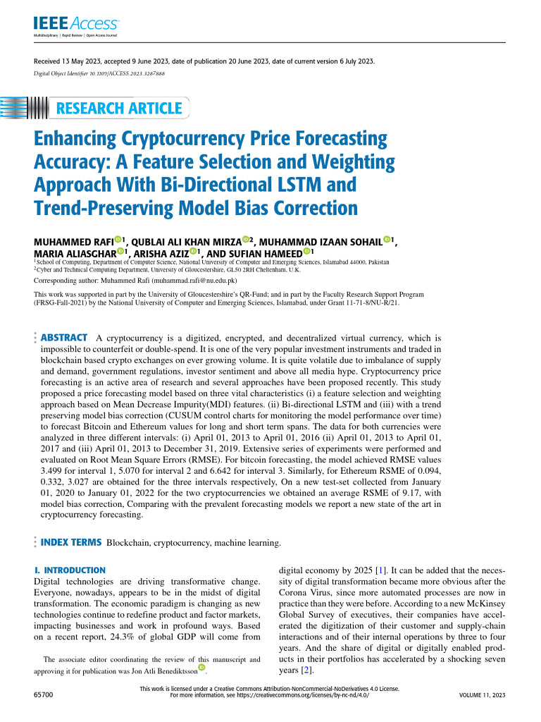 Enhancing Cryptocurrency Price Forecasting Accuracy A Feature Selection ...