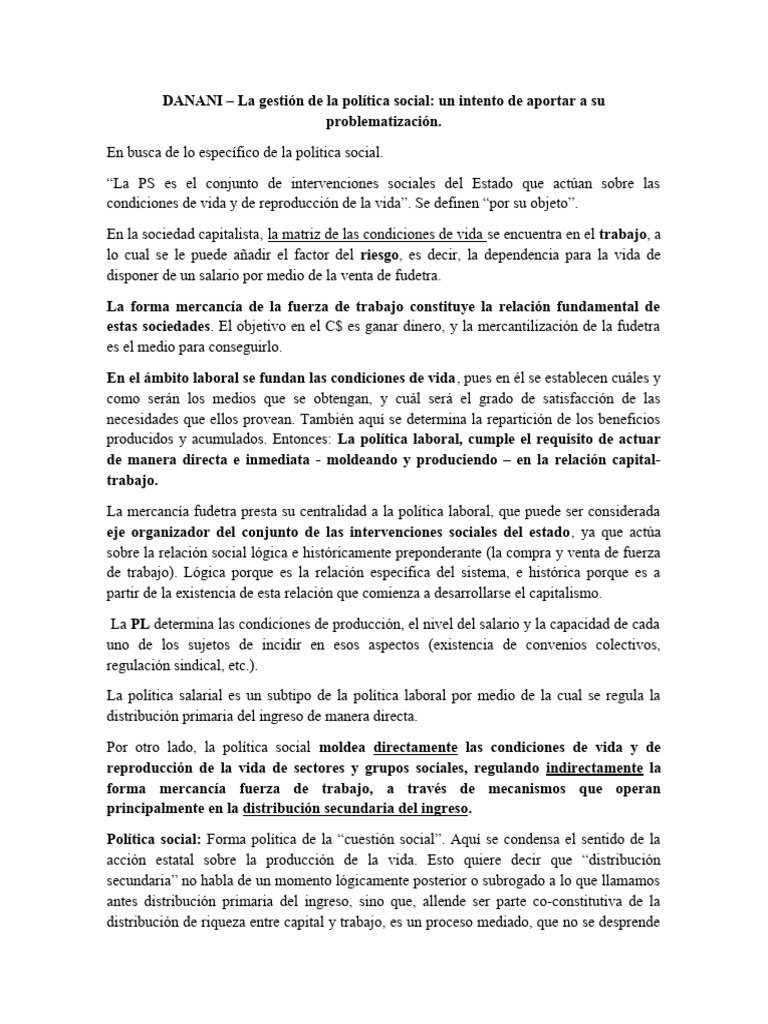 Danani | PDF | Capitalismo | Politica social