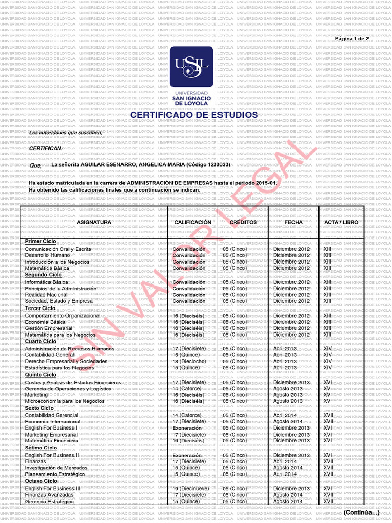 Certificado USIL | Descargar gratis PDF | Business | Economias