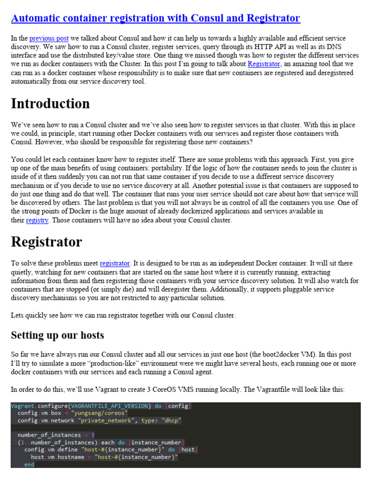 Automatic Container Registration With Consul and Registrator | PDF ...