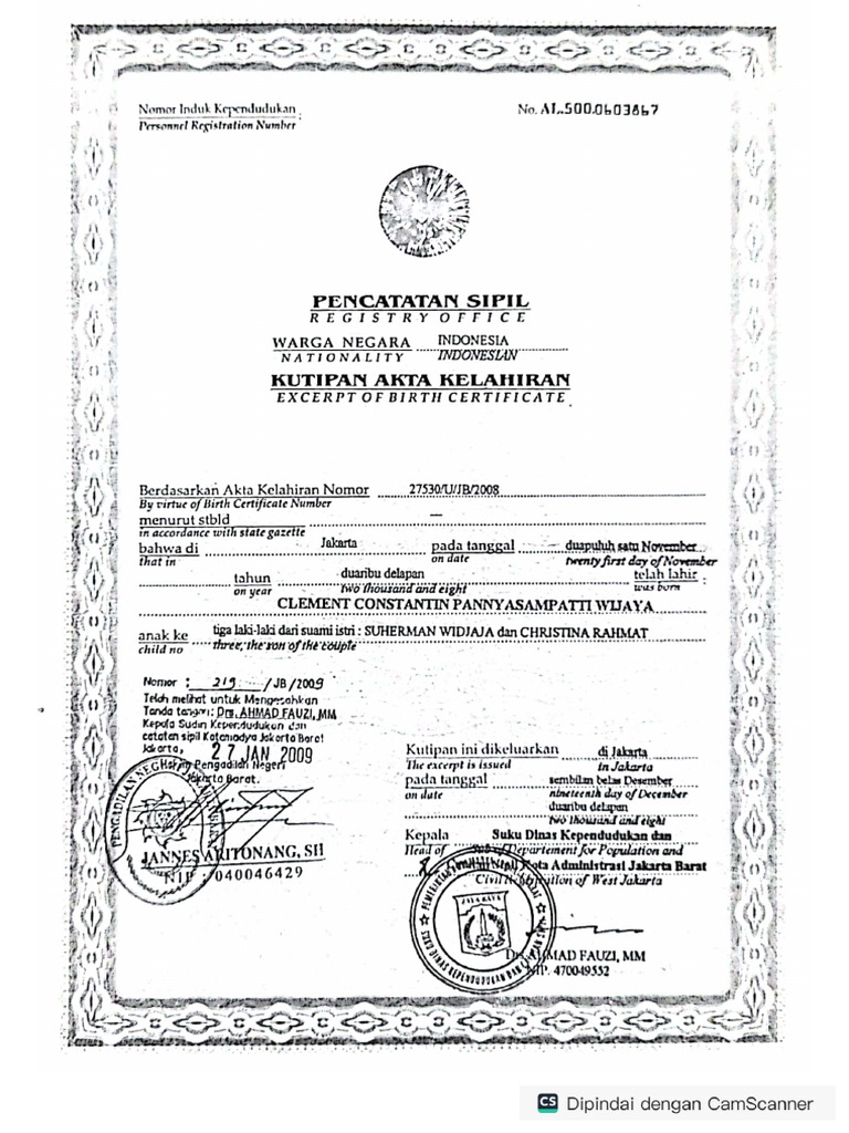 Fotocopy Akta Lahir | PDF