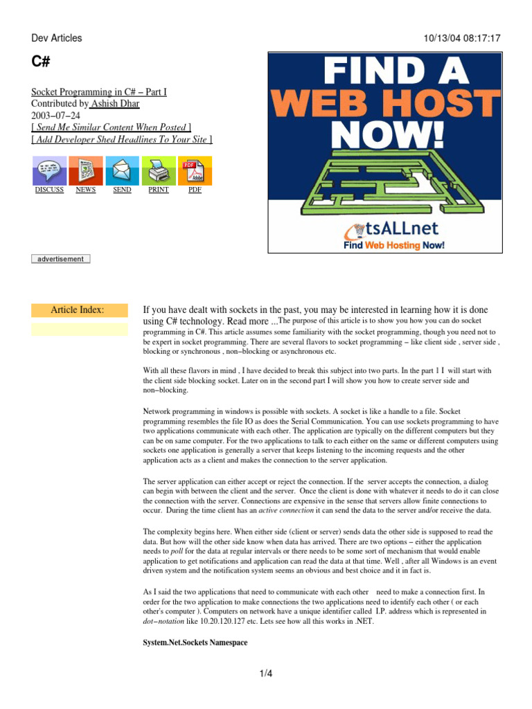 C# - Socket Programming in C# | PDF | Port (Computer Networking ...