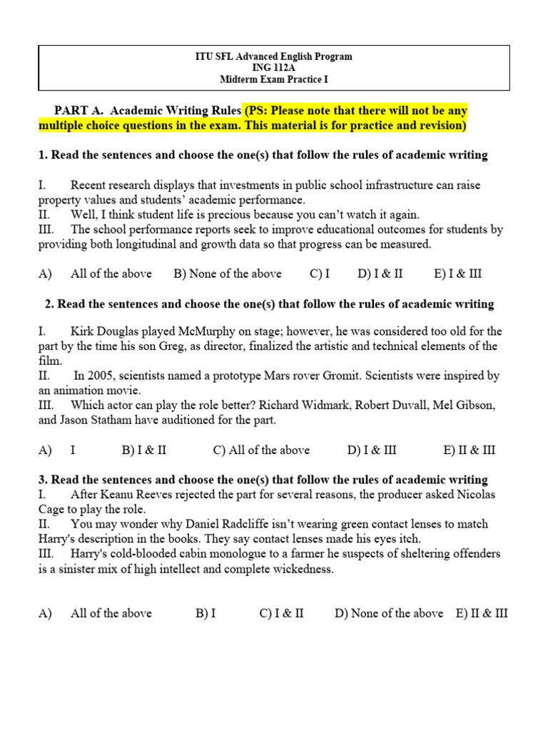 Advanced English Midterm Exam Practice | PDF | Mars | Curiosity (Rover)