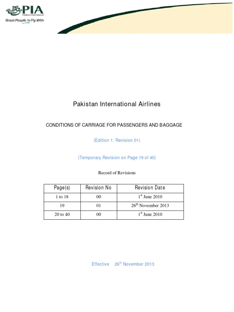 PIA Ticket Rules | PDF | Fee