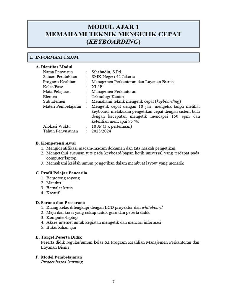 03 - 01 - Modul Ajar Teknologi Perkantoran - Sub Elemen 1 - Kelas Xi ...