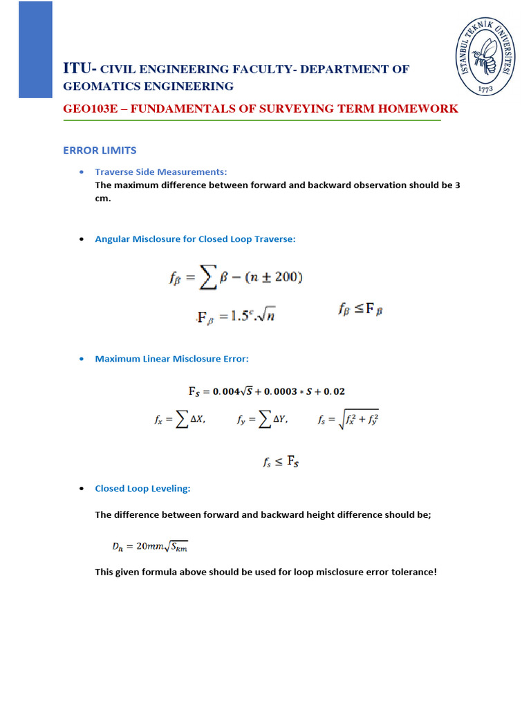 Surveying Error Limits Guide | PDF | Home & Garden | Science & Mathematics