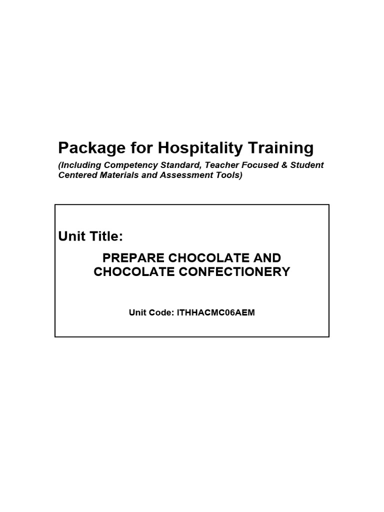 ITHHACMC06AEM-Prepare Chocolate and Chocolate Confectionery | PDF ...