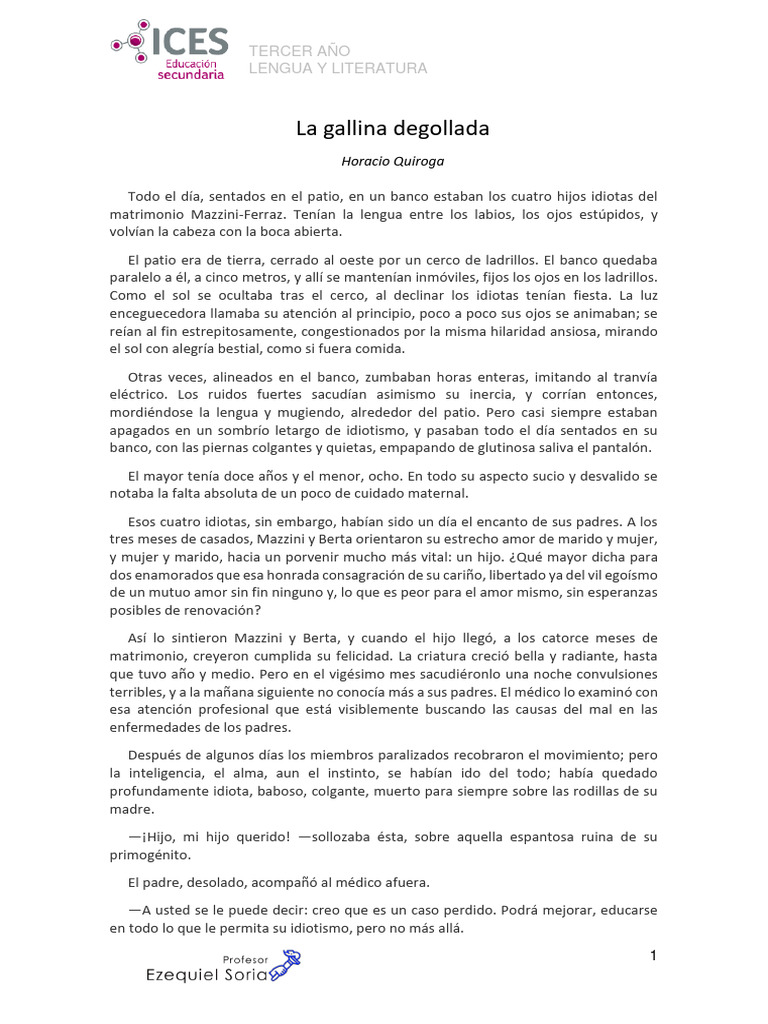 La Gallina Degollada - Horacio Quiroga | PDF | Amor