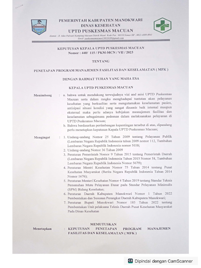 SK Penetapan Program MFK | PDF