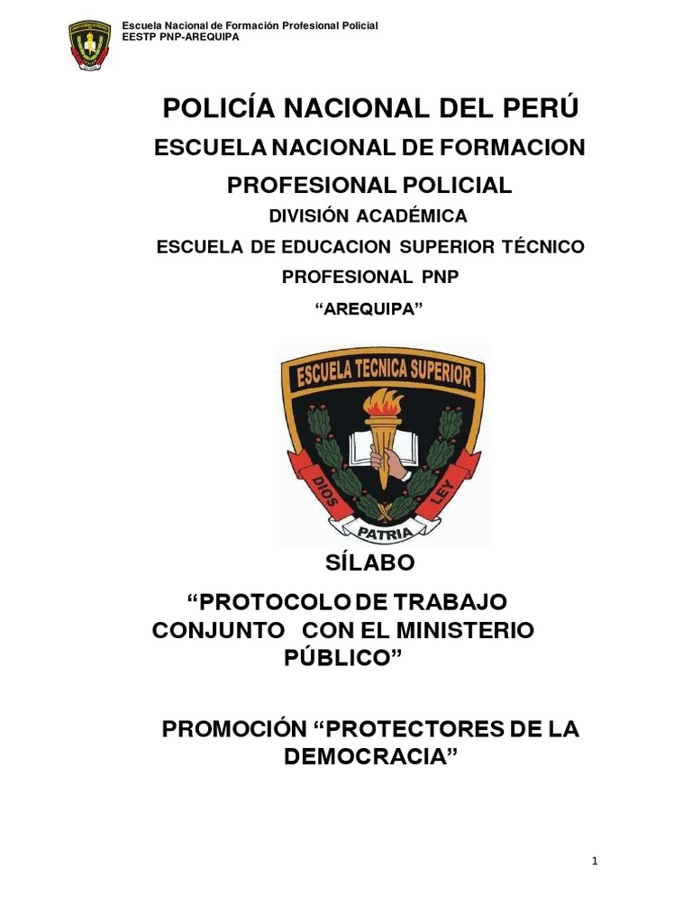 Silabo Protocolo de Trabajo Conjunto MP y PNP 2024 | PDF | Fiscal | Policía