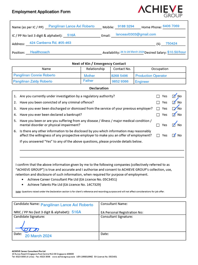 Achieve Group - Employment Application Forms - General | PDF ...