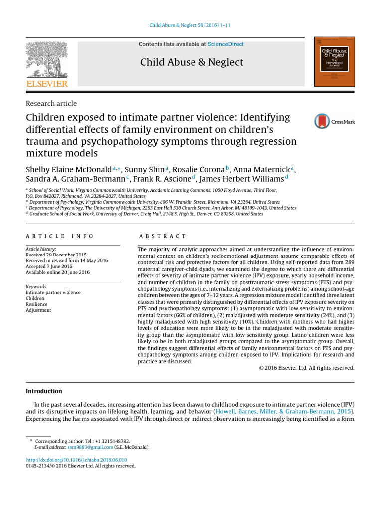 Effects of IPV on Children's Trauma | PDF | Regression Analysis | Violence
