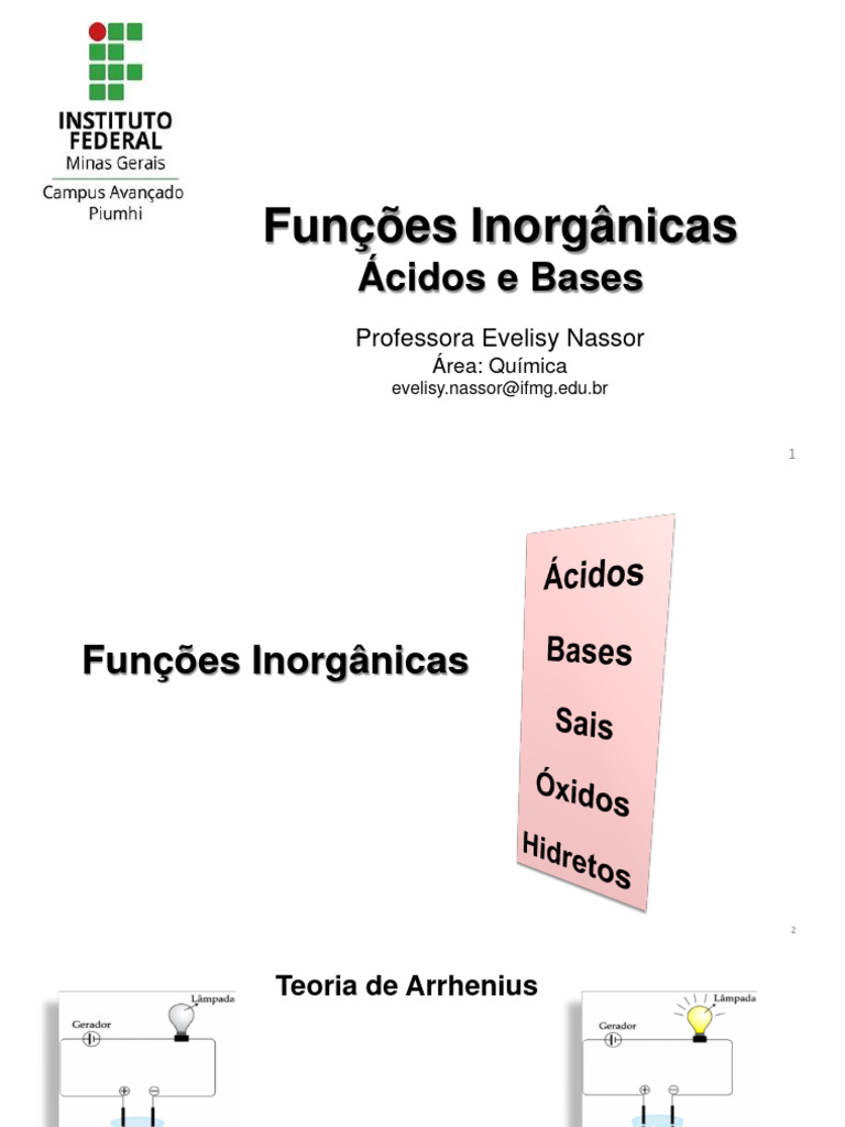 Funções Inorgânicas - Ácidos e Bases | PDF | Química Inorgânica | Ácido