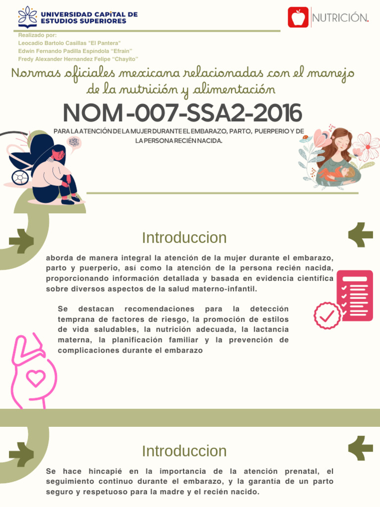 NOM - 007-SSA2-2016 Manejode La Nutrición y Alimentación | PDF | El embarazo | Parto