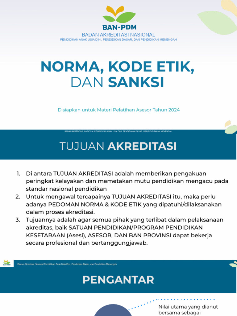 Norma Dan Kode Etik Asesor BANPDM - PA2024 | PDF