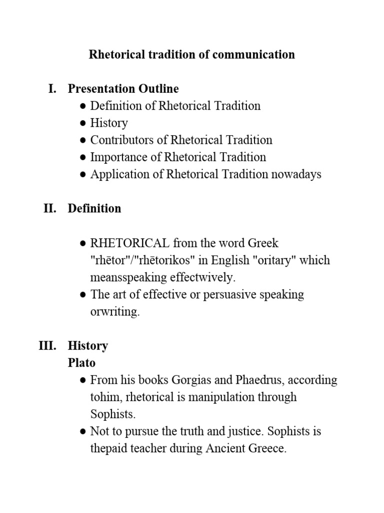 Rhetorical Tradition of Communication | PDF | Rhetoric | Public Speaking