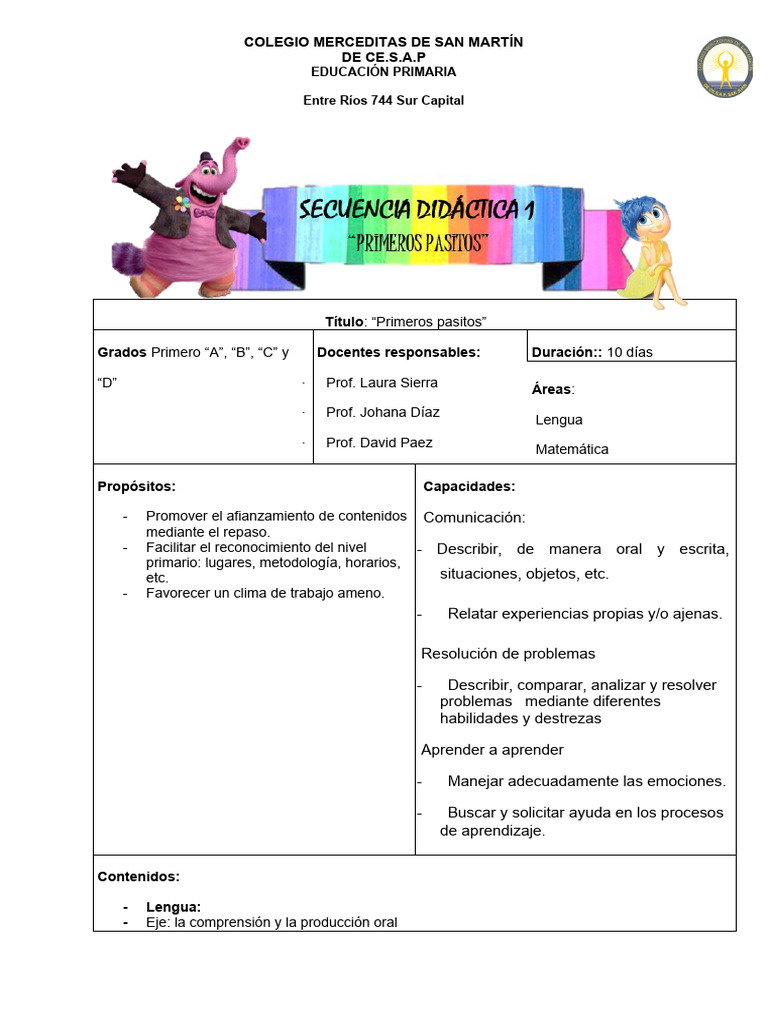 Secuencia Didactica Primer Grado Lengua De Barcelona