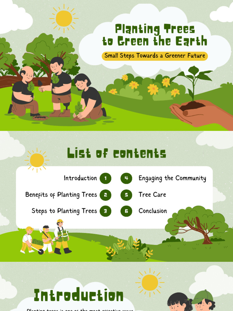 Green Illustrative Planting Trees To Green The Earth Presentation ...