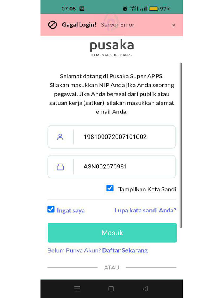 Pengaduan Absensi Erorr - Sani | PDF