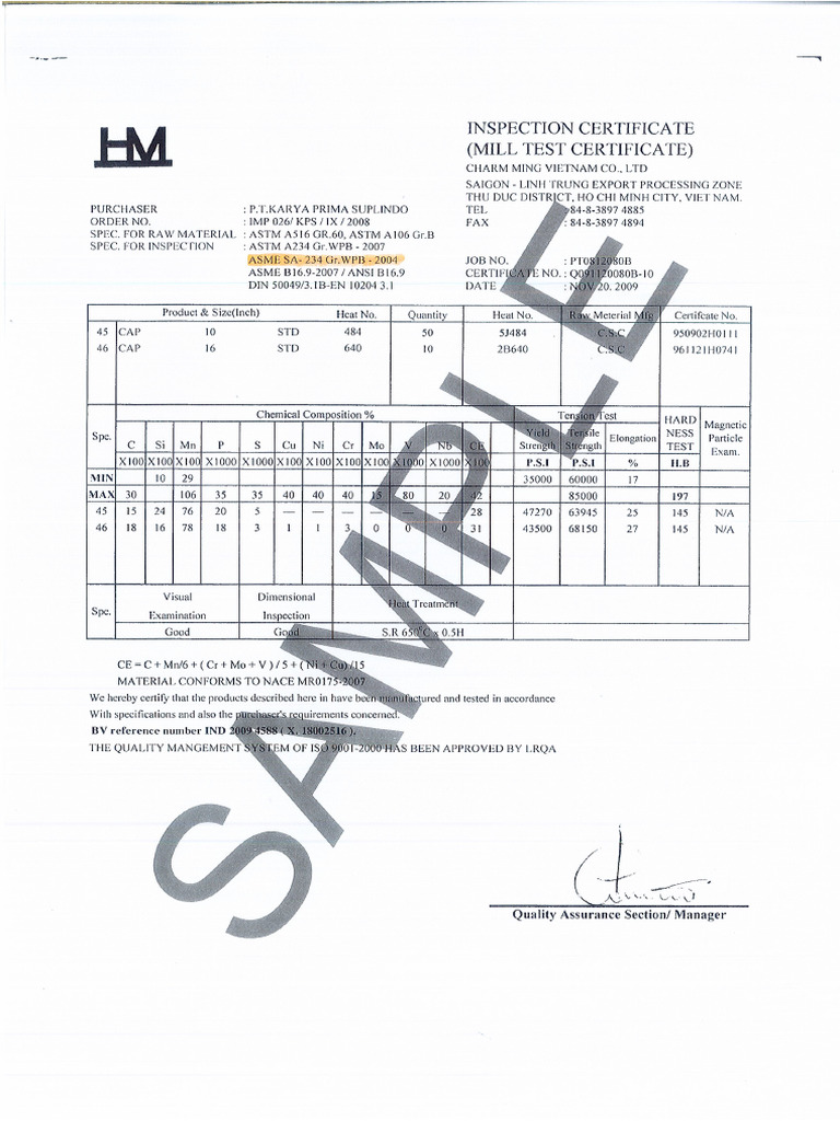 Cap A234 WPB 16 Inchi SCH STD Brand HM | PDF