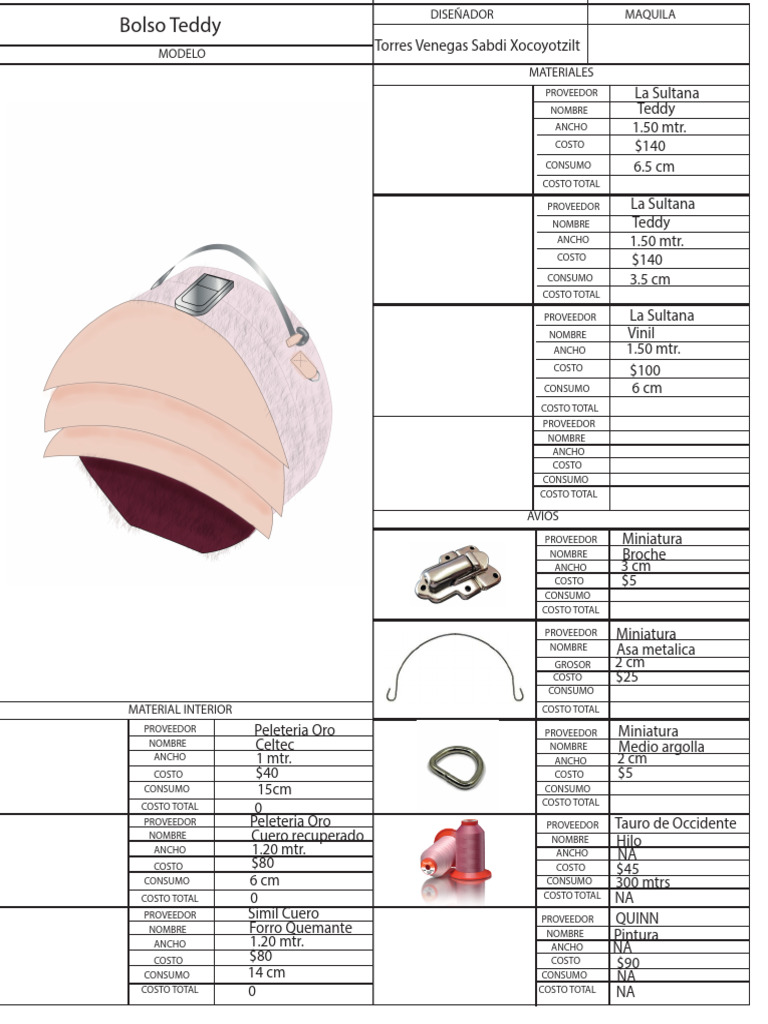 FICHA TECNICA Bolso | PDF