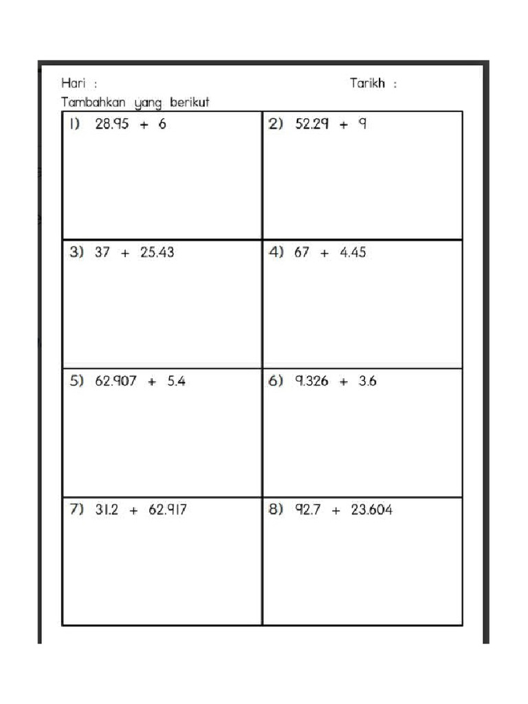 Tambah Perpuluhan t4 | PDF