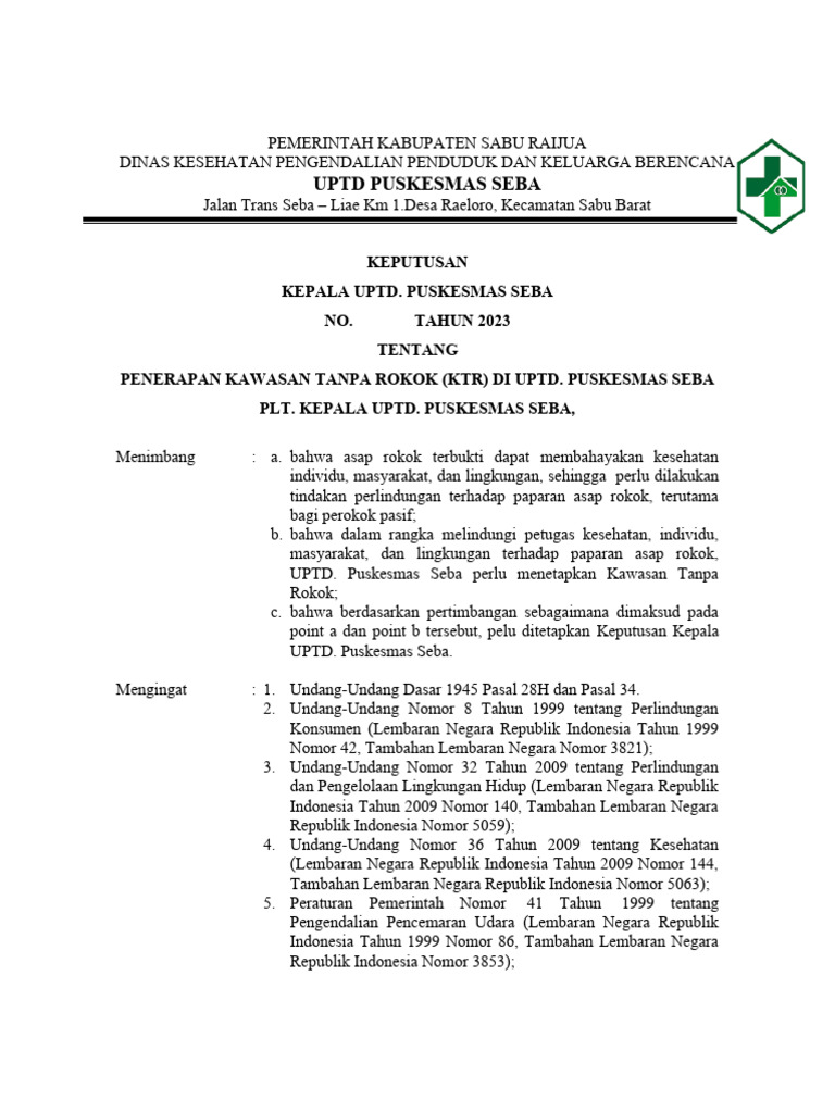 1452 SK-Ka-Puskesmas-KTR | PDF