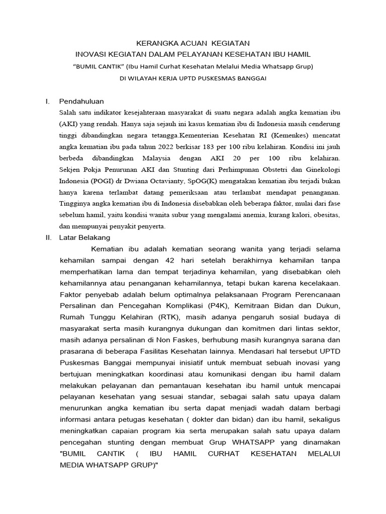 Inovasi "BUMIL CANTIK" untuk Ibu Hamil | PDF