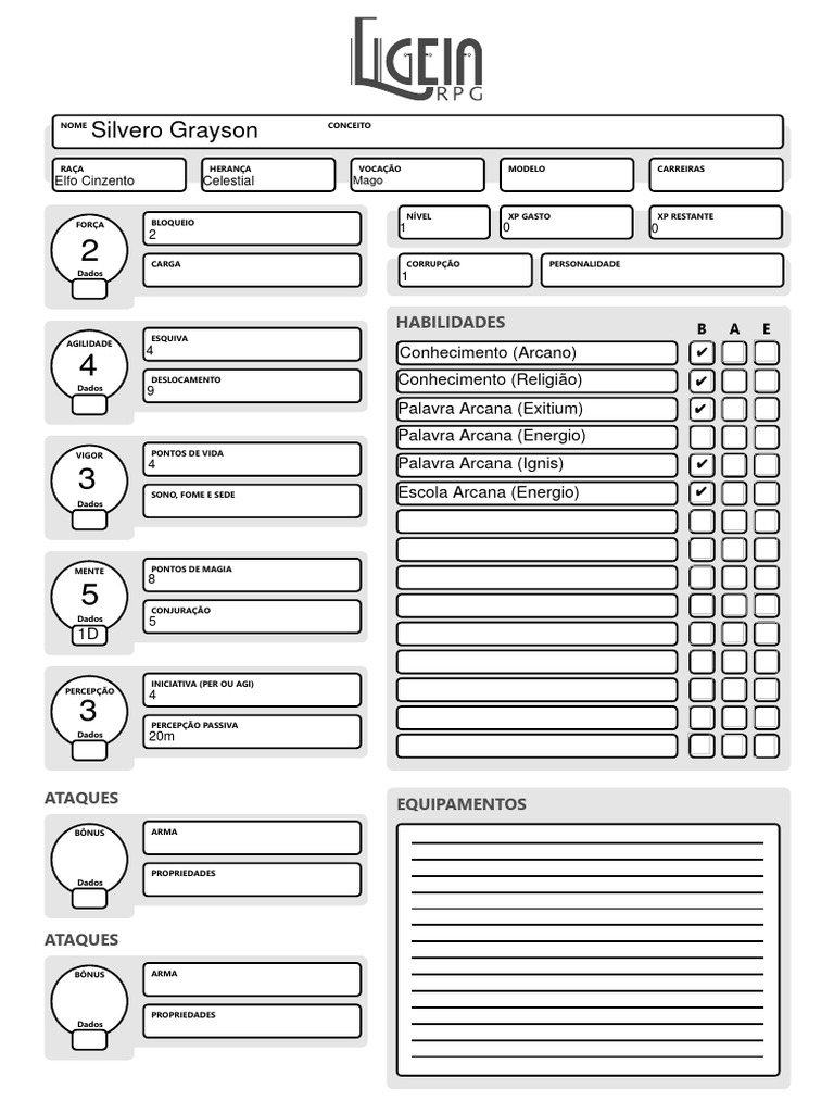 Ligeia Ficha Editavel | PDF | Poderes mitológicos