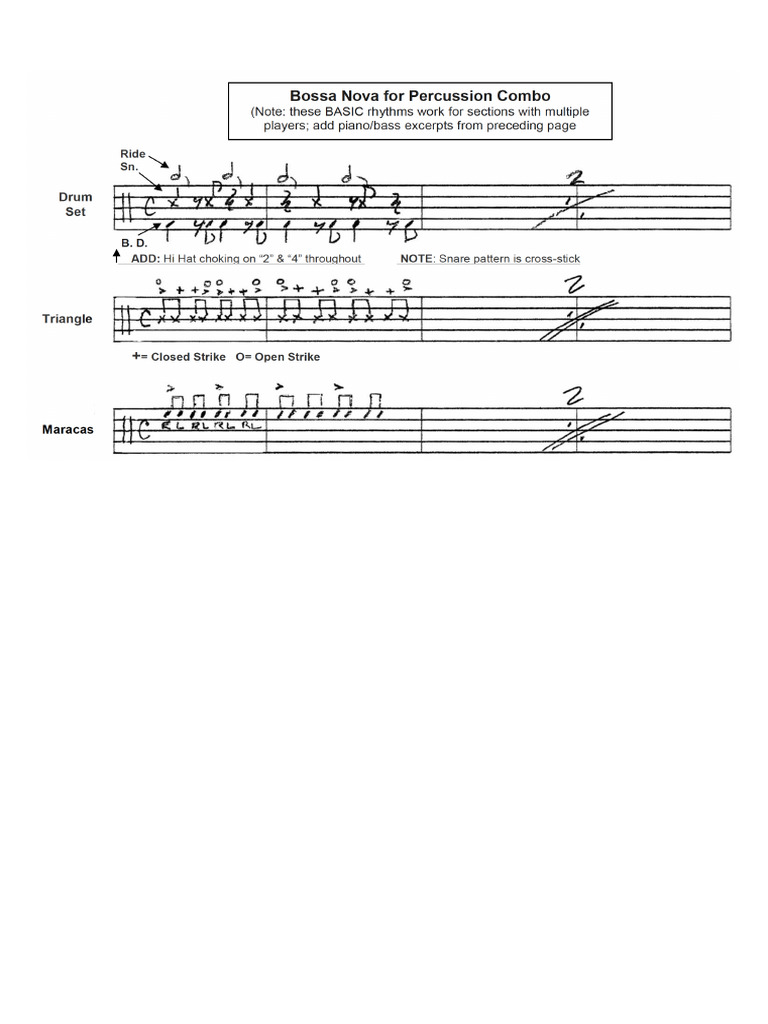 Bossa Nova Percussion Patterns | PDF