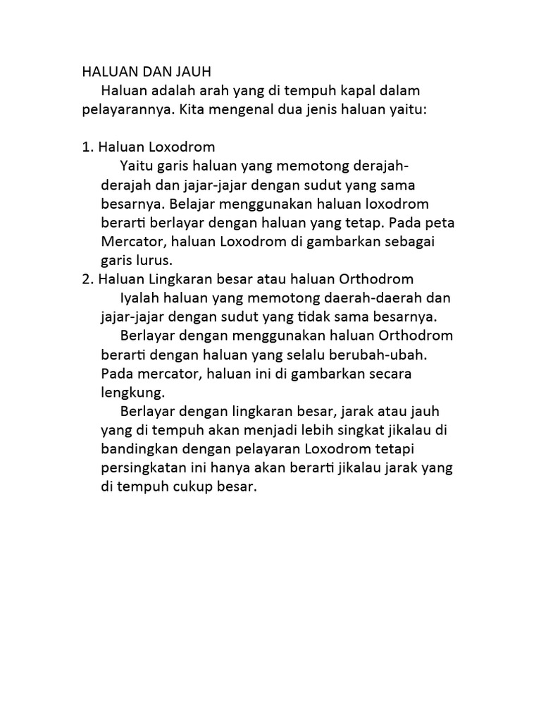 Navigasi Kapal: Haluan dan Posisi Duga | PDF | Sains & Matematika