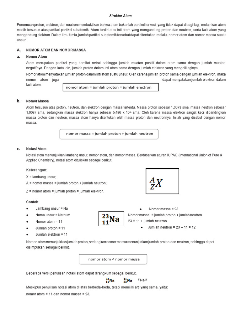 Notasi dan Struktur Atom Unsur | PDF | Sains & Matematika