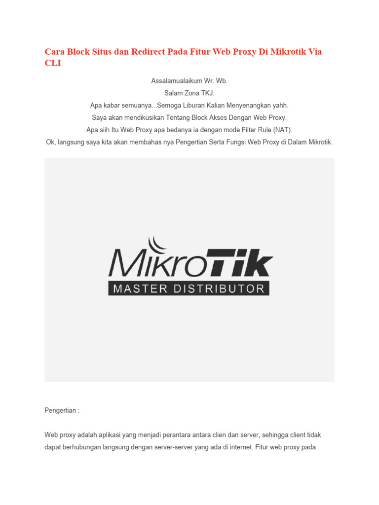 Cara Block Situs Dan Redirect Pada Fitur Web Proxy Di Mikrotik Via CLI ... Cara Block Situs Dan Redirect Pada Fitur Web Proxy Di Mikrotik Via CLI ...