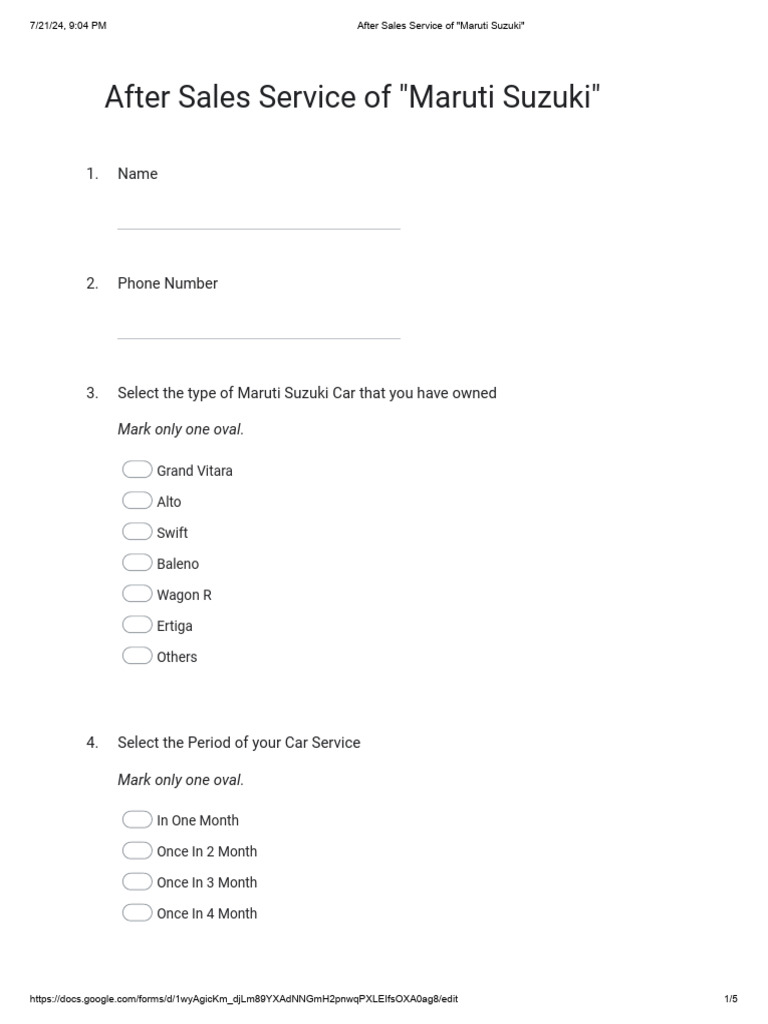 AFTER SALE SERVICE - Google Forms | PDF | Automotive Industry | Land ...