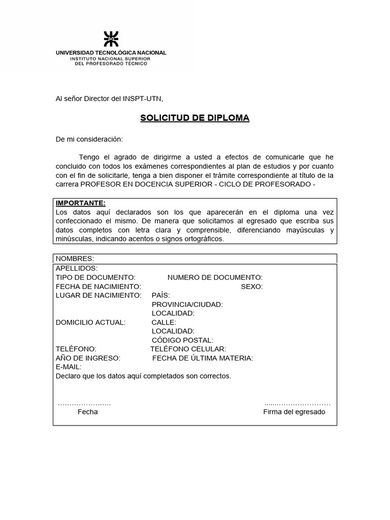 Pds Solicitud de Diploma | PDF