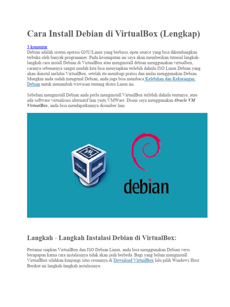 Cara Install Debian Di VirtualBox | PDF