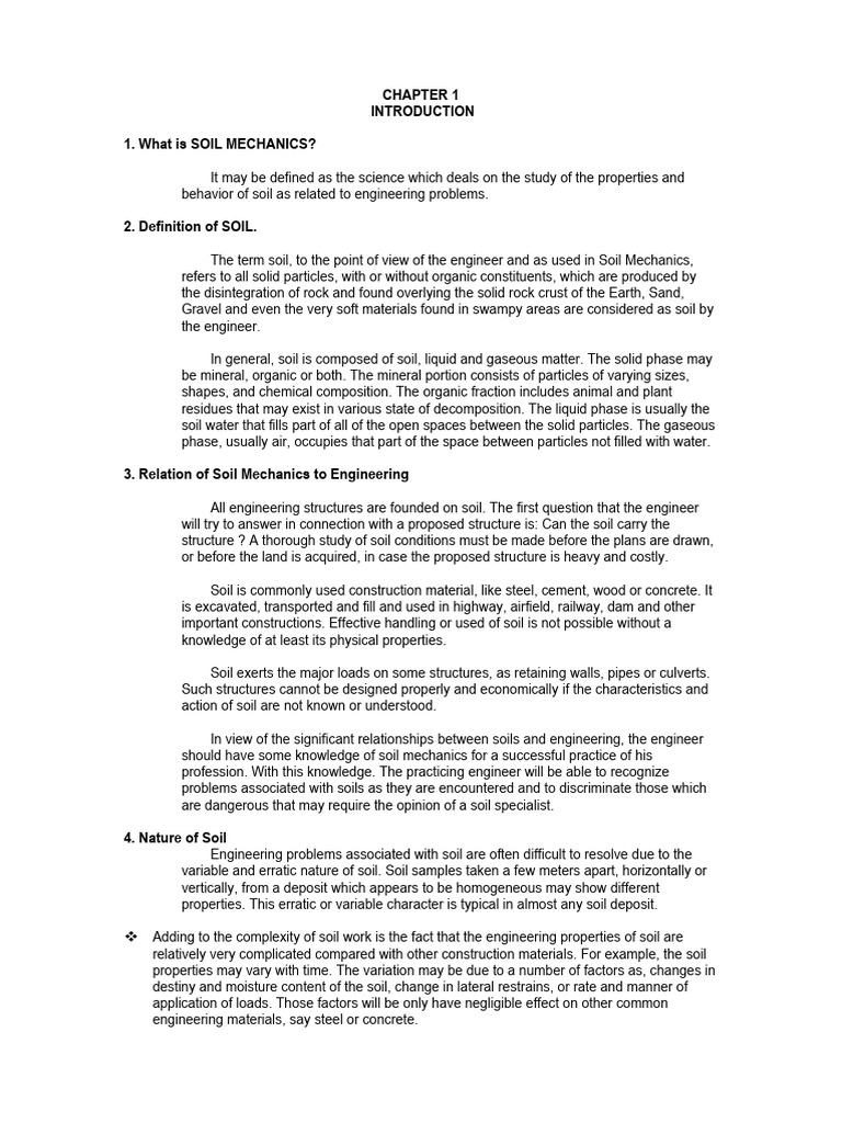 Chapter I Introduction To Soil Mechanics | PDF | Soil | Soil Mechanics