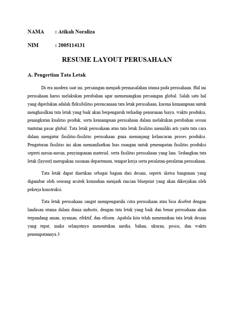 Summery Layout Perusahaan | PDF
